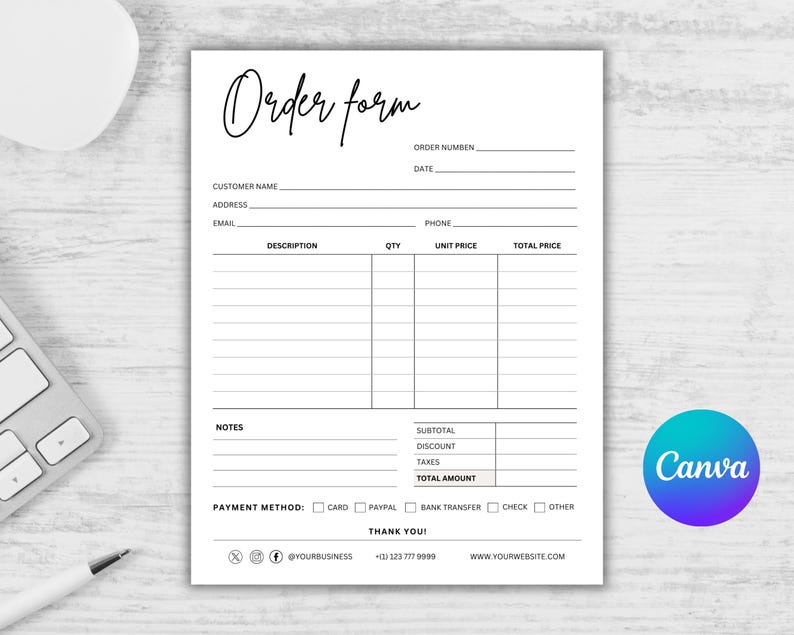 EDITABLE Order Form Template. Custom Order Form. Crafters Order Form ...