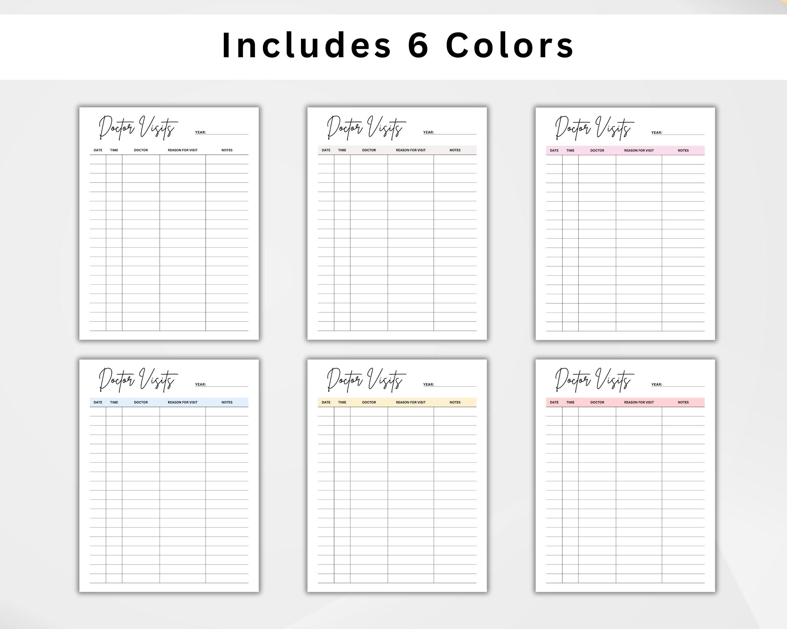 Printable Doctor Visit Tracker. Medical Record. Doctor Visit Notes ...