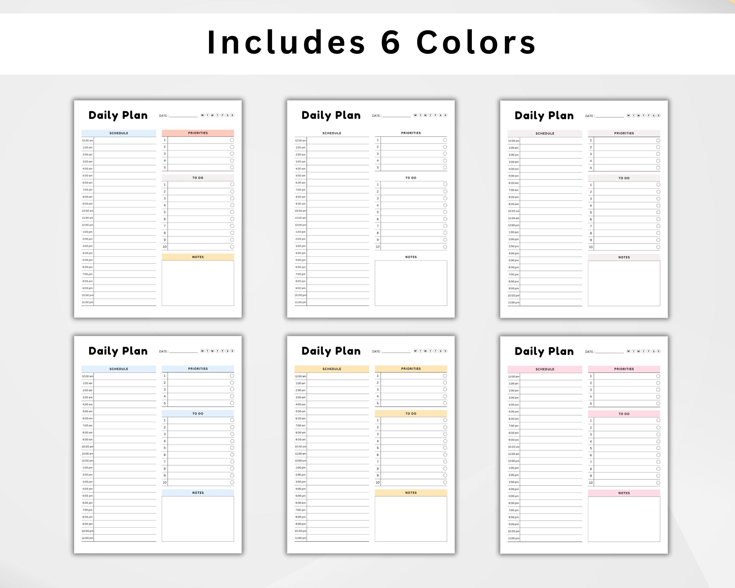 24 Hour Daily Planner Printable. Hourly Planner Undated. Time Blocking ...