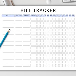 Monthly Bill Log. Editable Bill Planner. Bill Pay Organizer. Bill ...