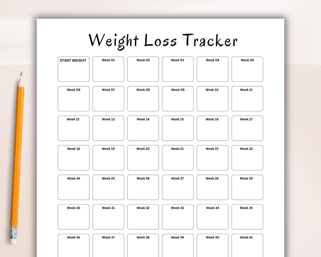 Weight Loss Tracker - One Year Tracker, Weekly Weigh In, Starting ...