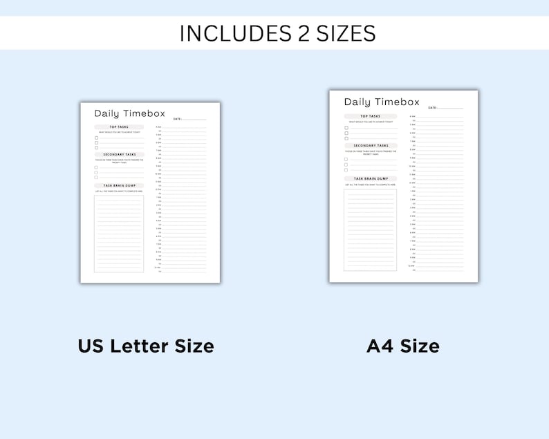 Printable Daily Timebox Planner. Time Blocking Plan. Timeboxing Digital ...