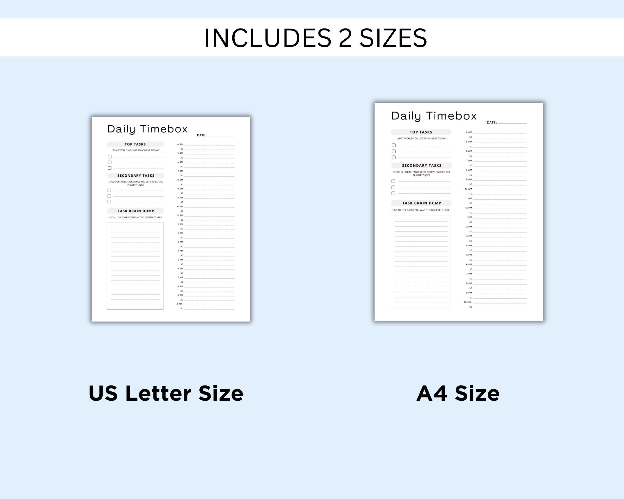 Printable Daily Timebox Planner. Time Blocking Plan. Timeboxing Digital ...