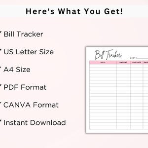 Editable Bill Tracker. Monthly Bill Log. Bill Planner. Bill Payment ...