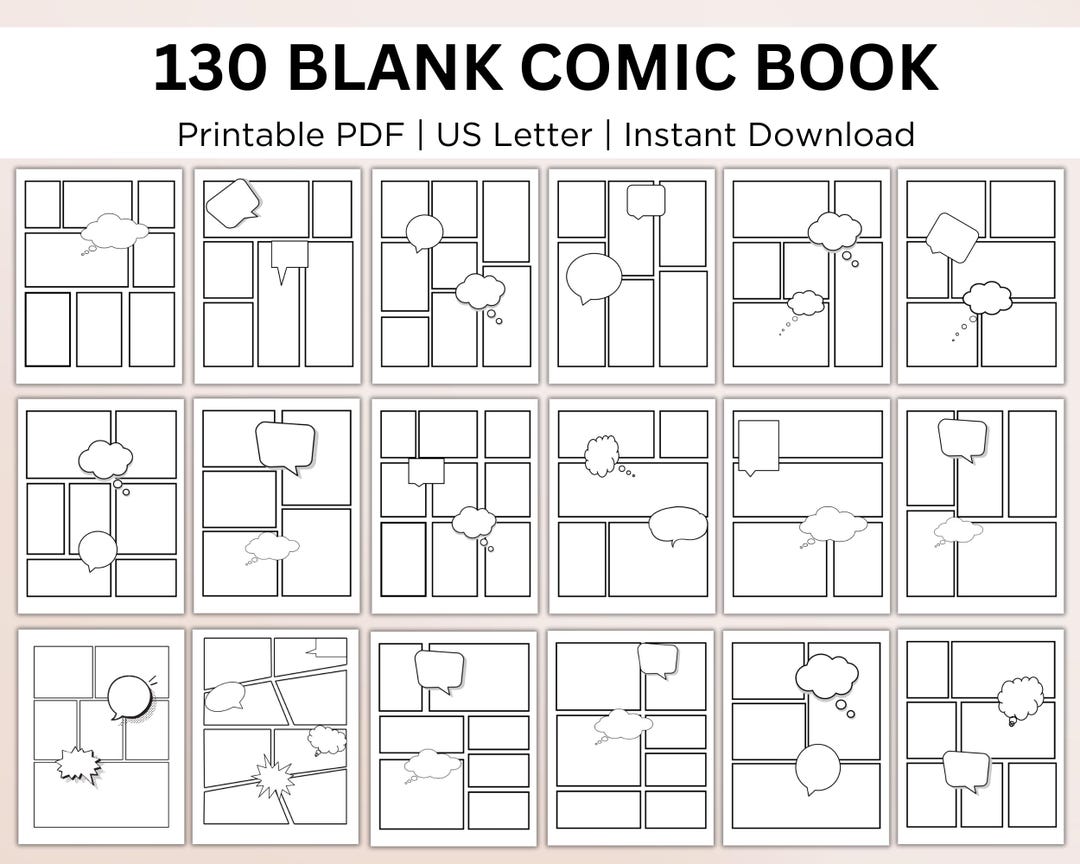 130 Blank Comic Book Template Printable. Comic Drawing Book. Comic ...
