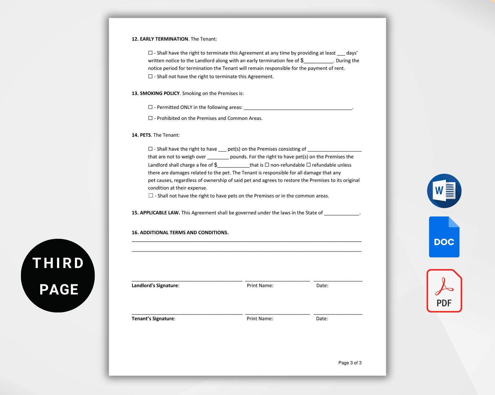 Editable Tenancy Agreement. Rental Agreement Printable. Simple Tenancy ...