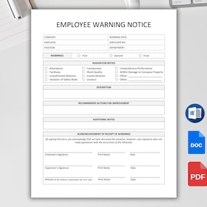 Employee Warning Notice. Printable Employee Write Up. Employee ...