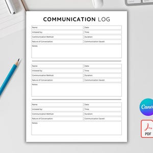 Printable Communication Log. Call Tracker PDF. Phone Call Log Small ...