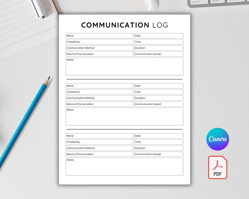 Printable Communication Log. Call Tracker PDF. Phone Call Log Small ...