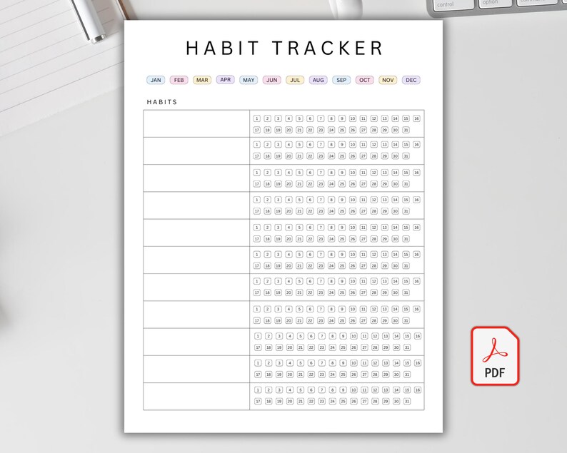 Monthly Habit Tracker Printable Daily Routine Tracker 30 Day Habit ...