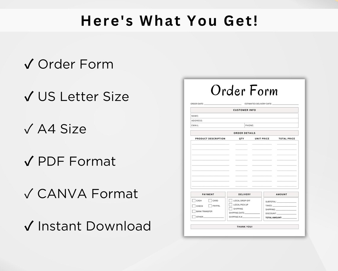 Editable Order Form. Small Business Order Forms. Crafters Order Form ...