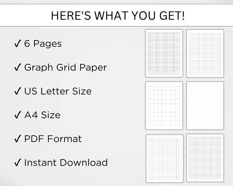 Graph Paper Bundle. Printable Graph Grid Paper. Dot Grid Paper. Digital ...