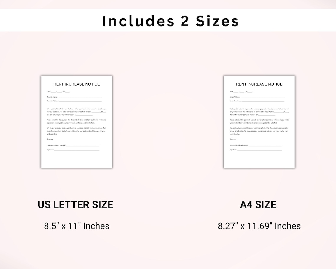 Printable Rental Increase Notice. Rental Increase Form. Rental Increase ...