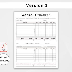 Workout Tracker Printable PDF. Exercise Tracker. Fitness Log. Daily ...