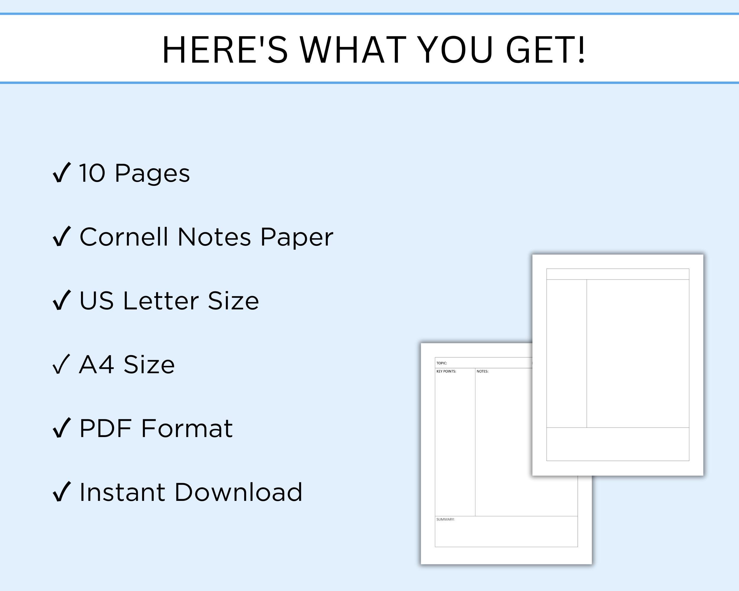 Printable Cornell Notes Paper. Cornell Notes Taking. Cornell Notes ...