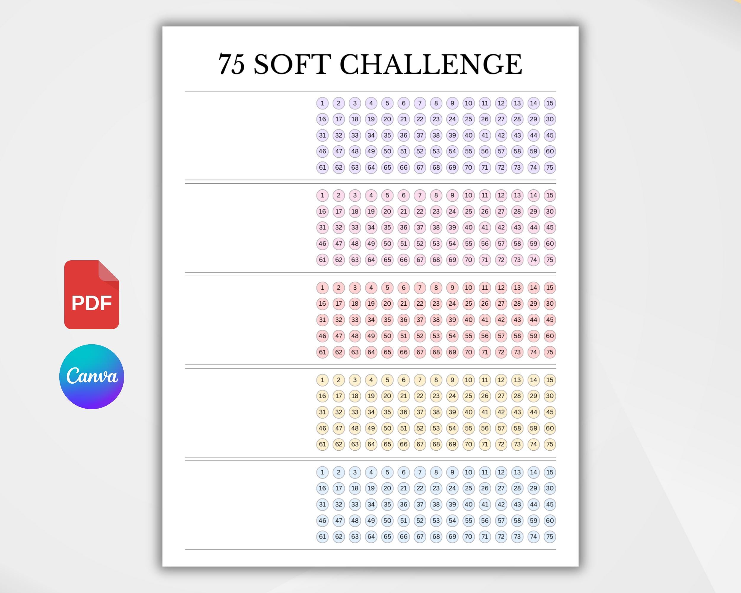PRINTABLE 75 Soft Challenge Tracker. Daily 75 Soft Challenge Journal ...