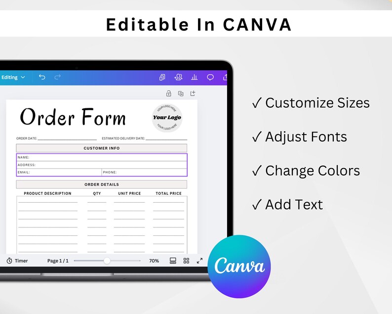 Editable Order Form. Small Business Order Forms. Crafters Order Form ...