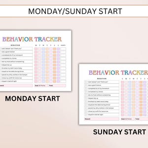 Printable Behavior Chart for Kids. Daily Good Behavior Tracking ...