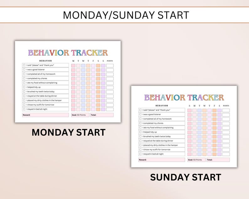 EDITABLE Behavior Chart for Kids. Daily Good Behavior Tracking ...