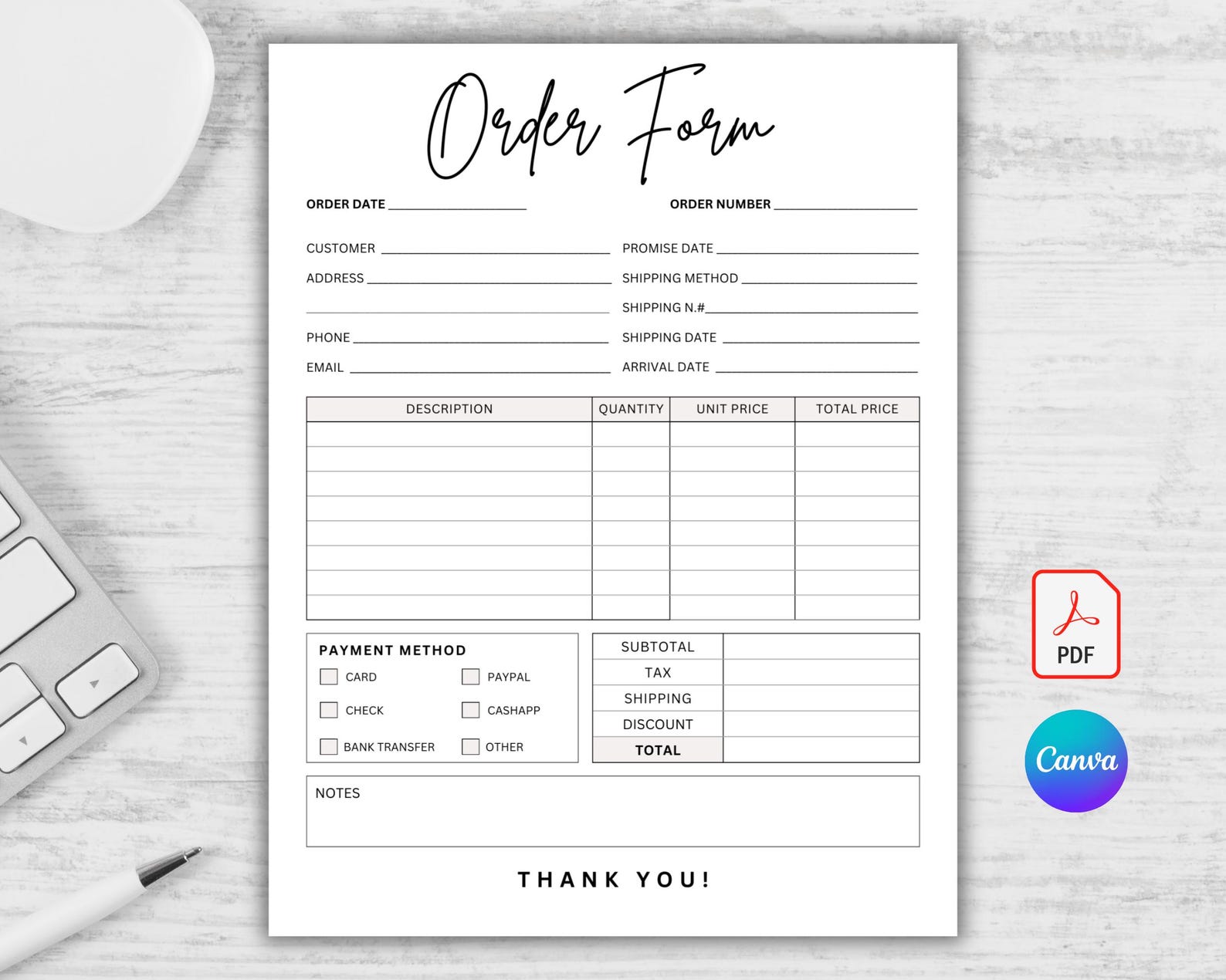 Order Form Template Printable. Custom Order Form. Crafters Order Form ...