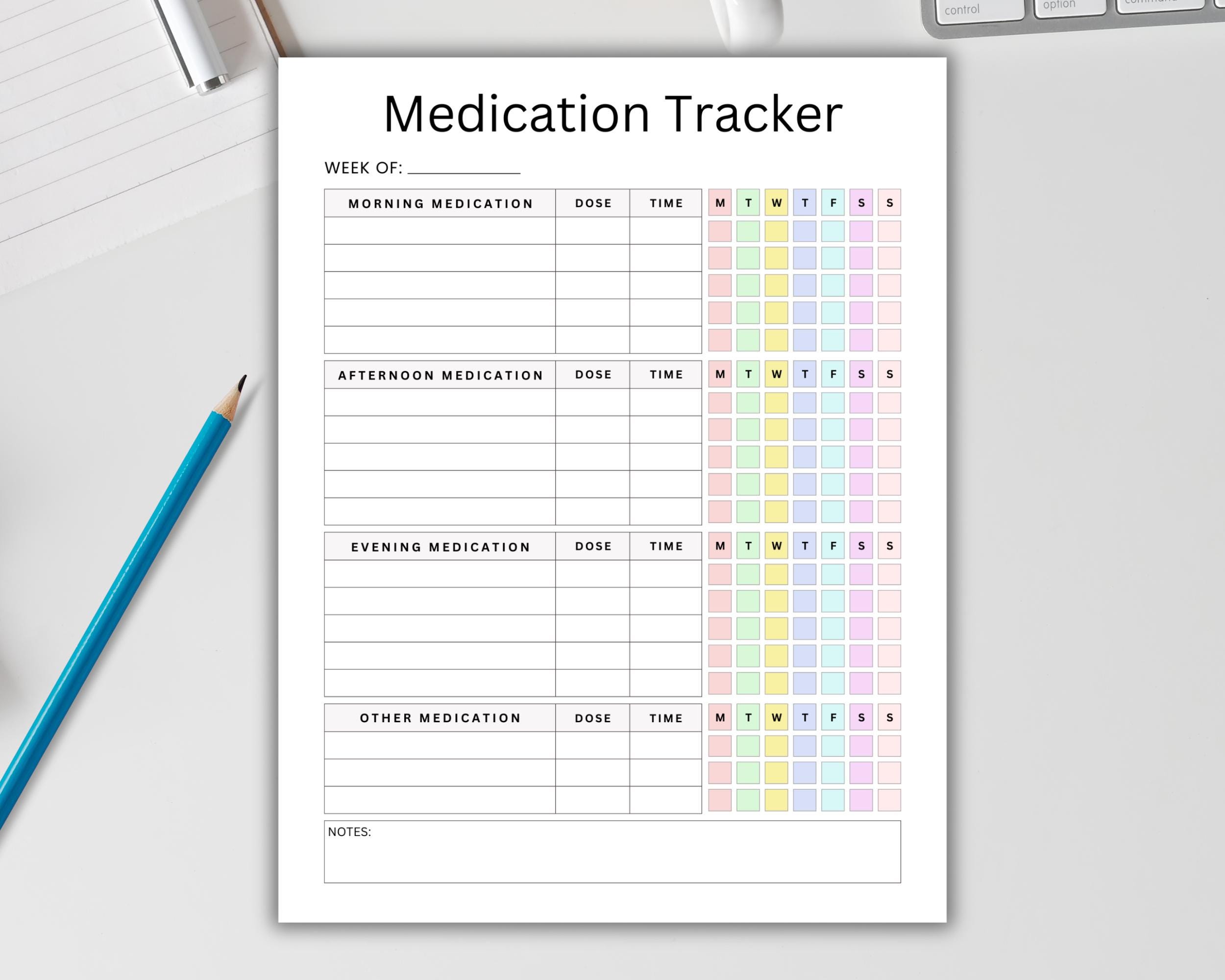 Daily Medication Tracker. Medication Log. Printable Medicine Log for ...