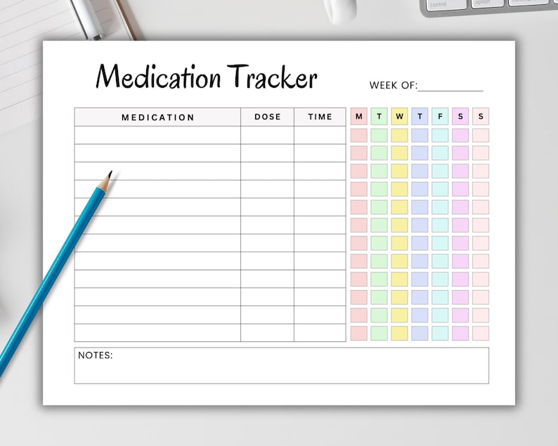 Weekly Medication Tracker. Medication Log. Printable Medication ...