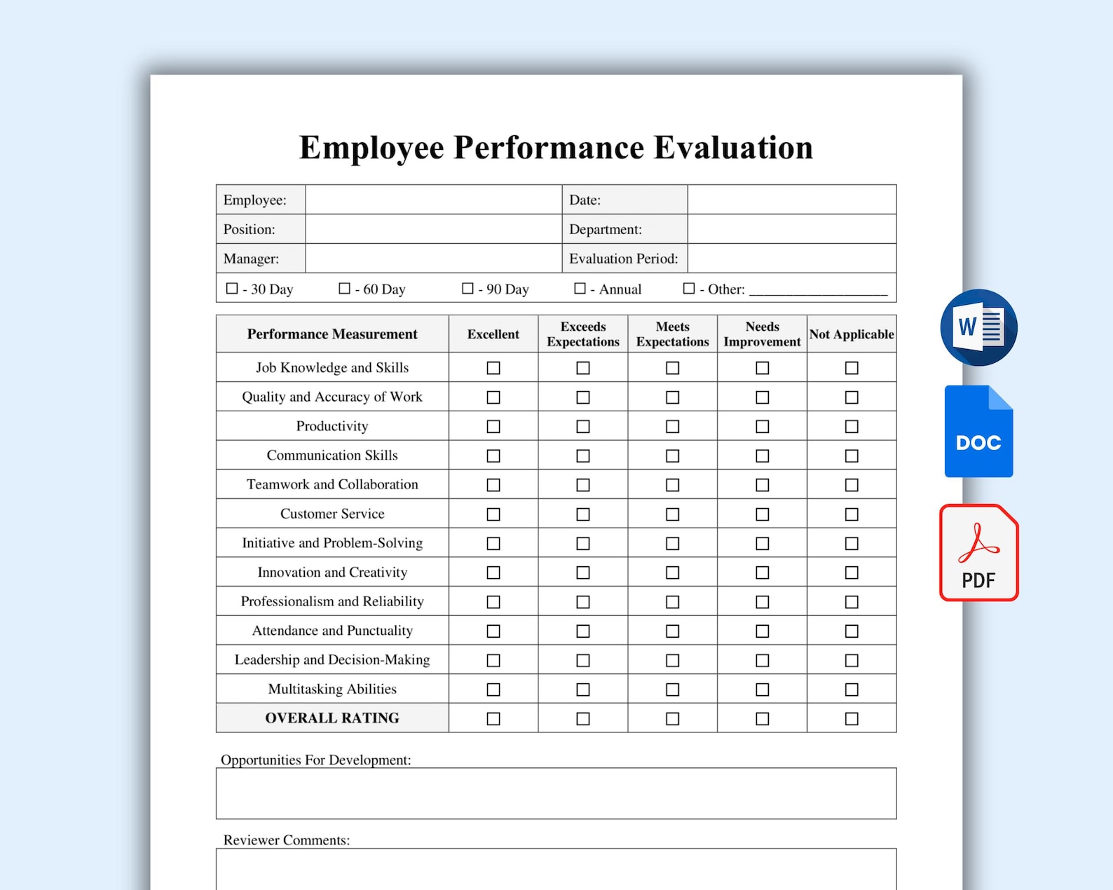 Employee Performance Evaluation Template. Employee Performance Review ...