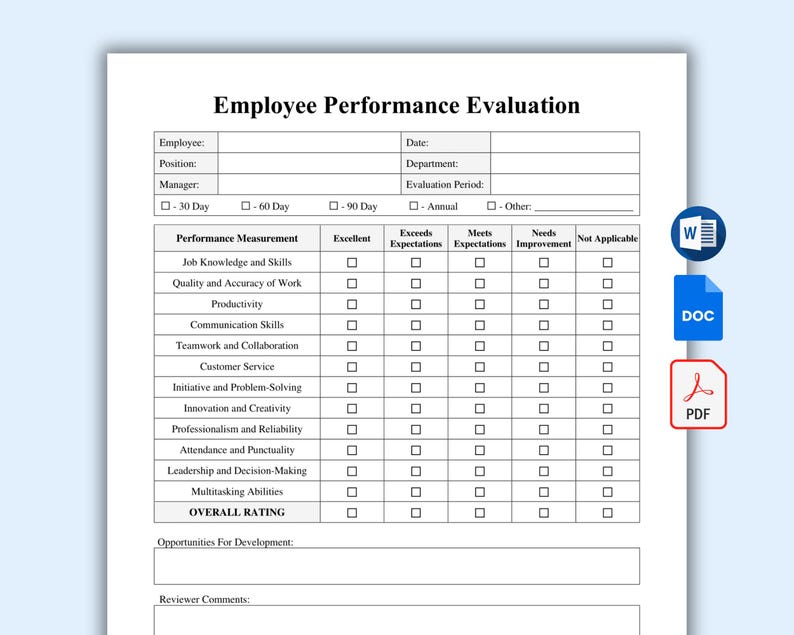 Employee Performance Evaluation Template. Employee Performance Review ...