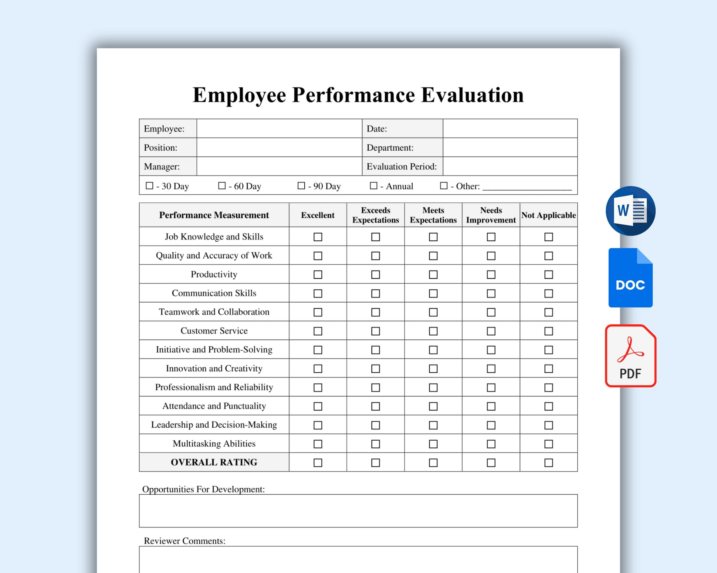 Employee Performance Evaluation Template. Employee Performance Review ...