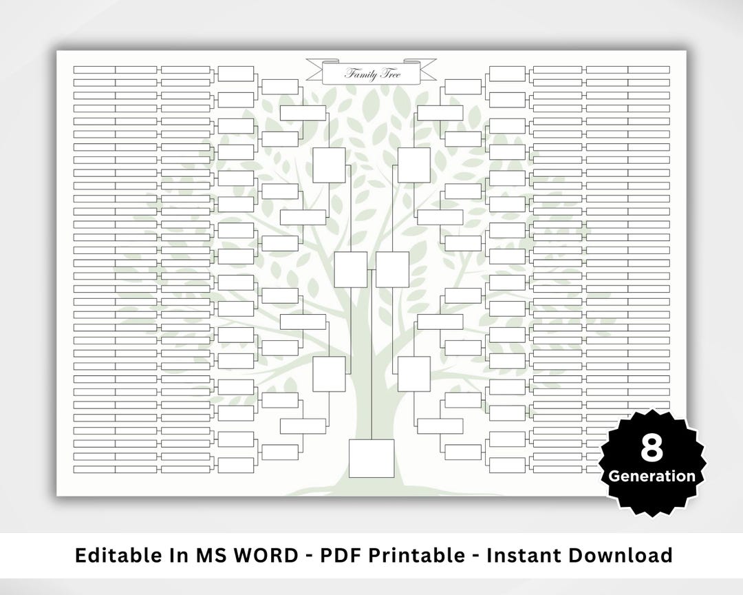 8 Generation Family Tree Chart. Printable Family Tree Templates ...