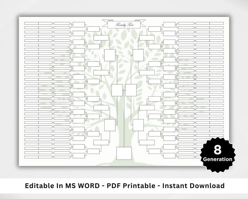 8 Generation Family Tree Chart. Printable Family Tree Templates ...