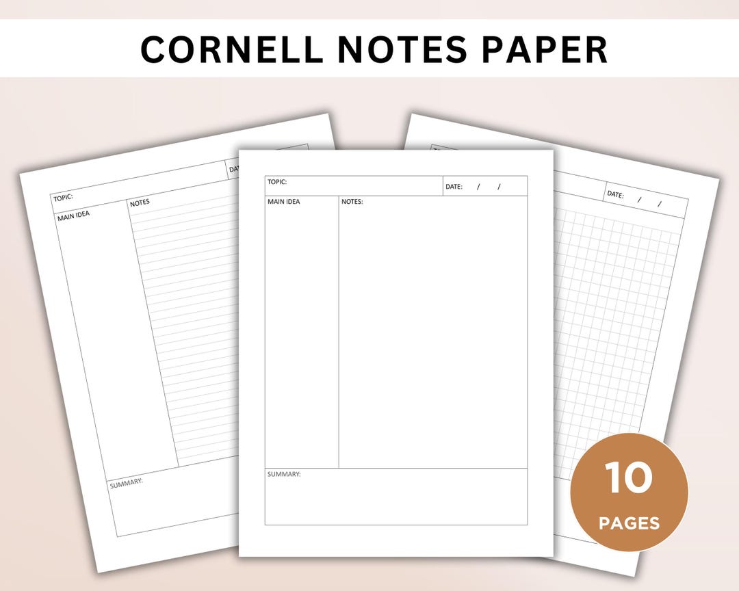 Cornell Notes Paper Printable | Cornell Writing Paper | Study & Lecture ...