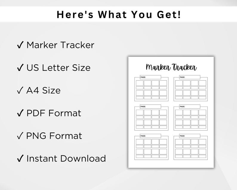 Marker Tracker Printable Planner Page Journal Color Tracker Journal ...