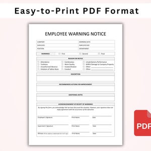 Employee Warning Notice. Printable Employee Write Up. Employee ...