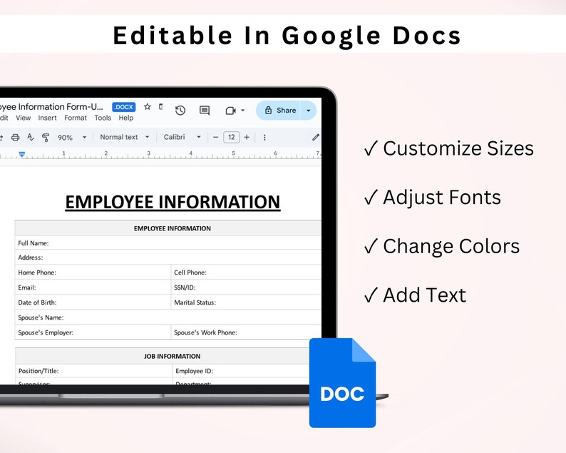 Employee Information Form. New Hire Forms. HR Templates. Employee ...