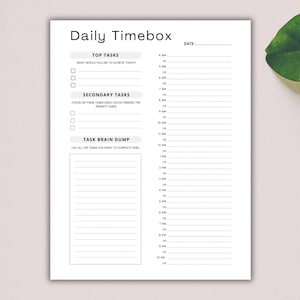 Printable Daily Timebox Planner. Time Blocking Plan. Timeboxing Digital ...
