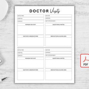 Doctor Visit Printable. Doctor Visit Notes. Health Planner Insert ...