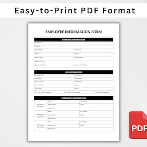 EDITABLE Employee Information Form. New Hire Paperwork. HR Templates ...