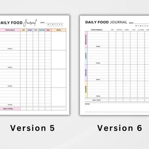 10 Food Diary. Daily Food Journal. Calorie Tracker. Daily Calorie ...