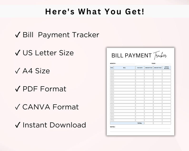 Bill Pay Organizer. Bill Payment Log. Monthly Bill Payment Checklist ...