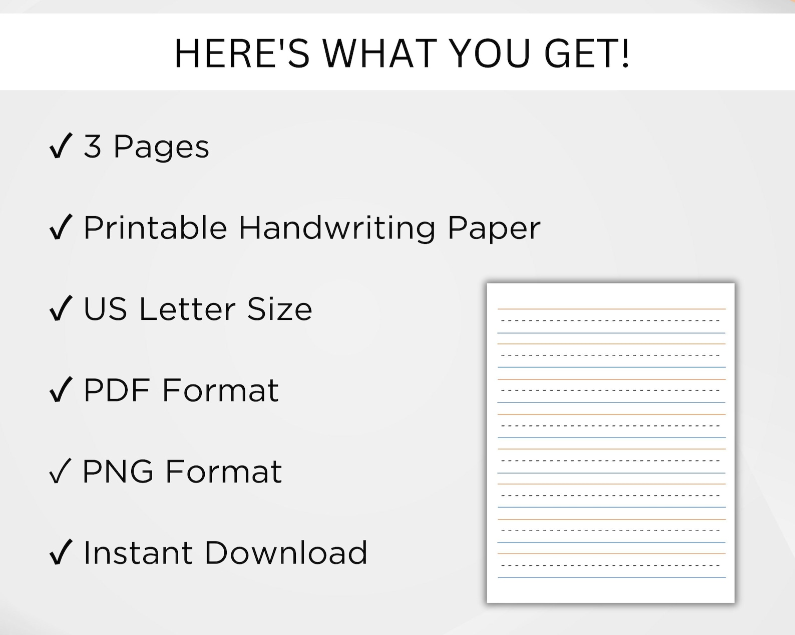 Handwriting Paper Printable. Kids Lined Paper. Practice Writing Paper ...