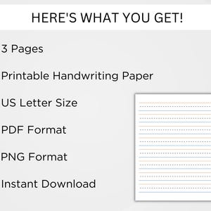 Handwriting Paper Printable. Kids Lined Paper. Practice Writing Paper ...
