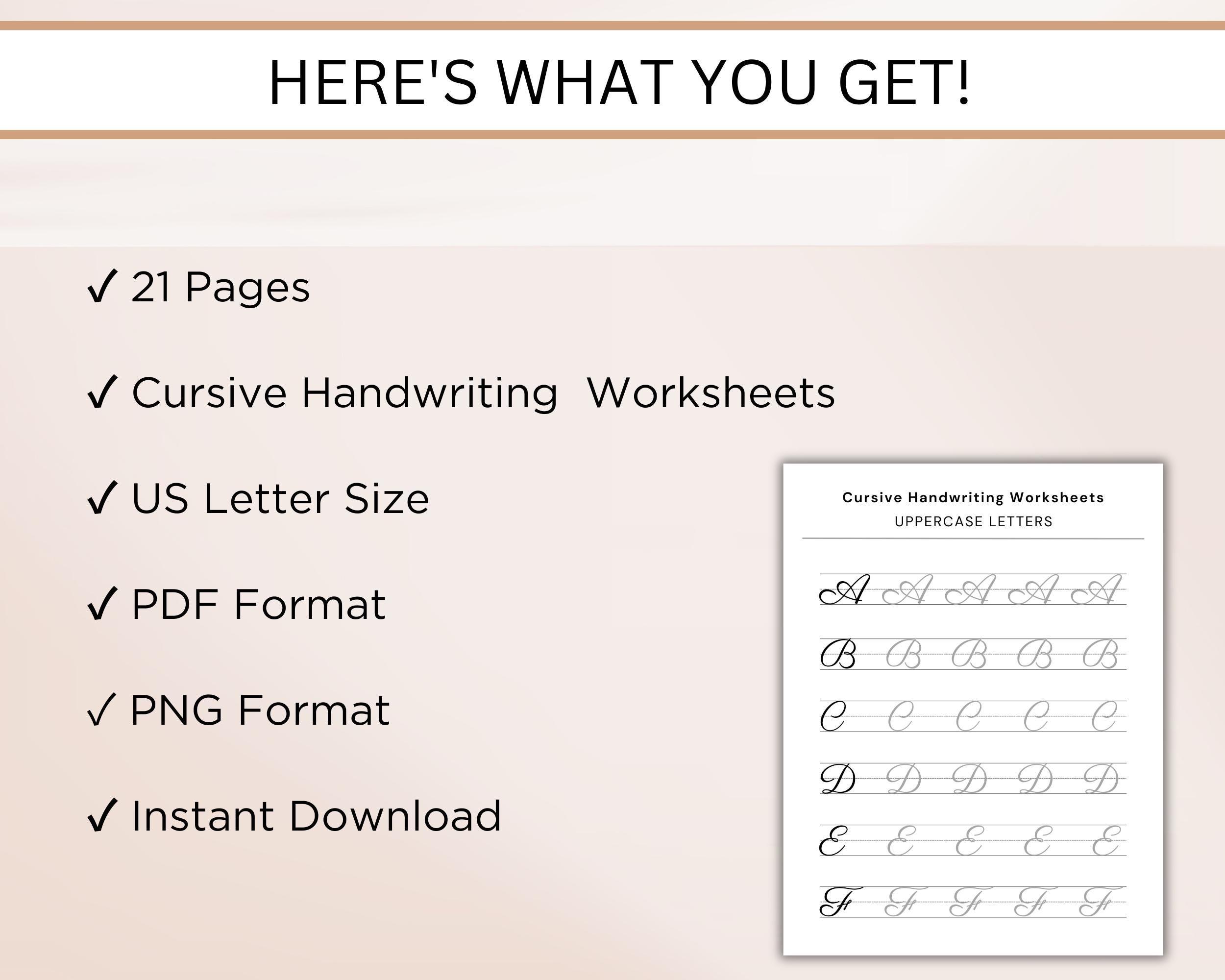 Cursive Handwriting Worksheets. Printable Cursive Worksheets. Uppercase ...