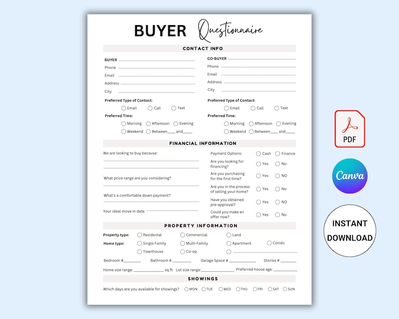 Buyer Questionnaire. Buyer Survey Questionnaire. Real Estate Marketing ...