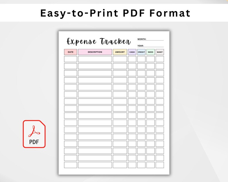 Expense Log PRINTABLE. Expense Tracker. Monthly Budget Planner ...