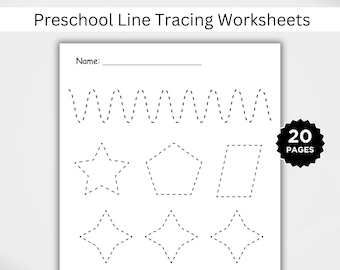10 Preschool Line Tracing Worksheets Bundle, Line Trace Page Printable ...