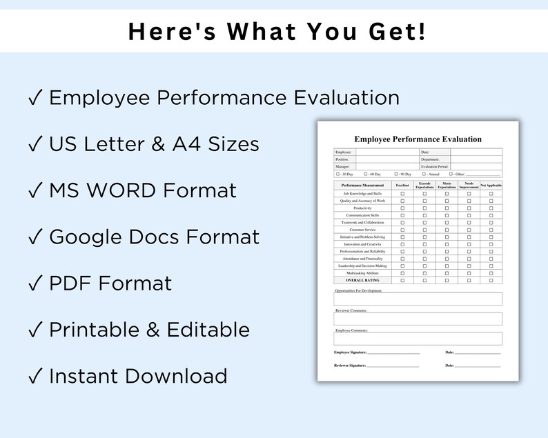 Employee Performance Evaluation Template. Employee Performance Review ...