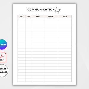 Communication Log Printable. Teacher Communication Log. Call Log PDF ...