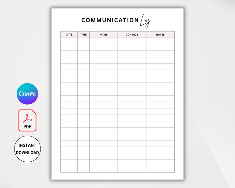 Communication Log Printable. Teacher Communication Log. Call Log PDF ...