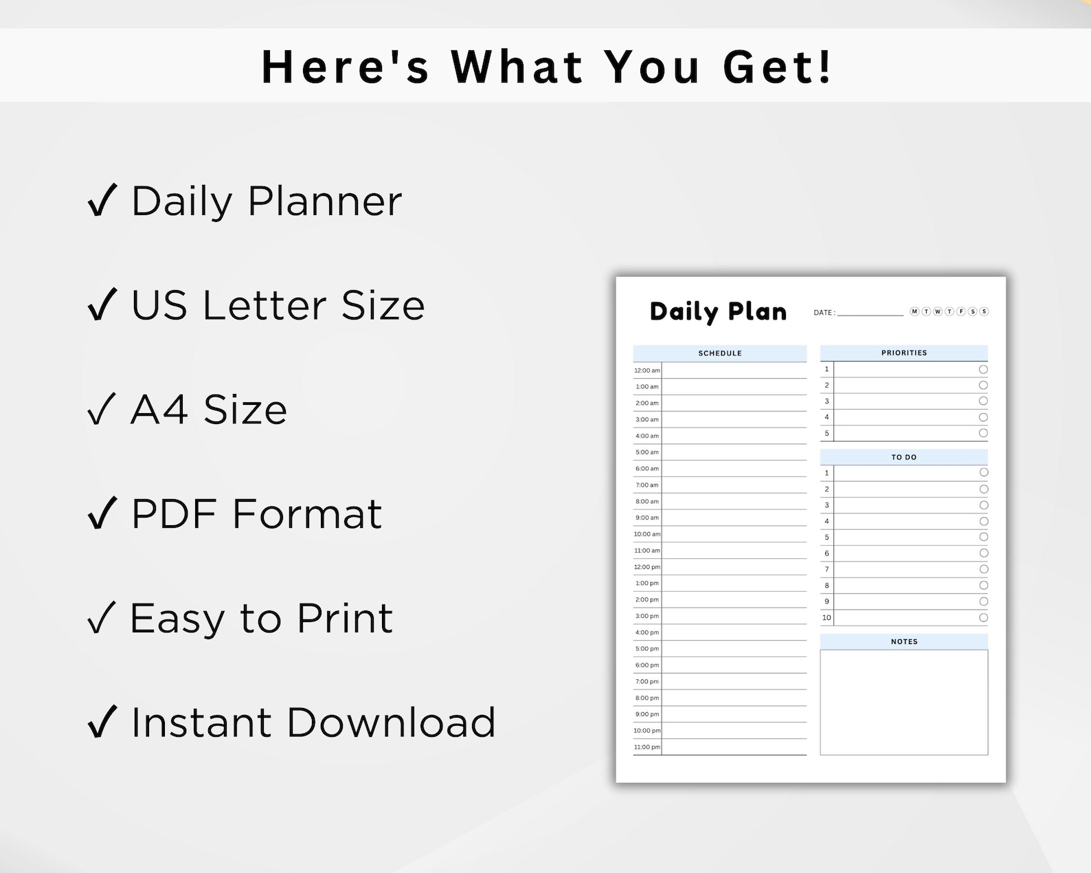 24 Hour Daily Planner Printable, Hourly Schedule, Undated Time Blocking ...